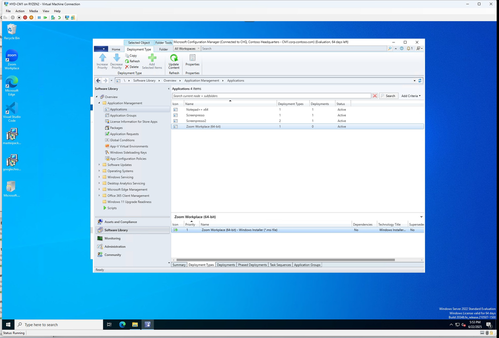 How to create an application in MECM