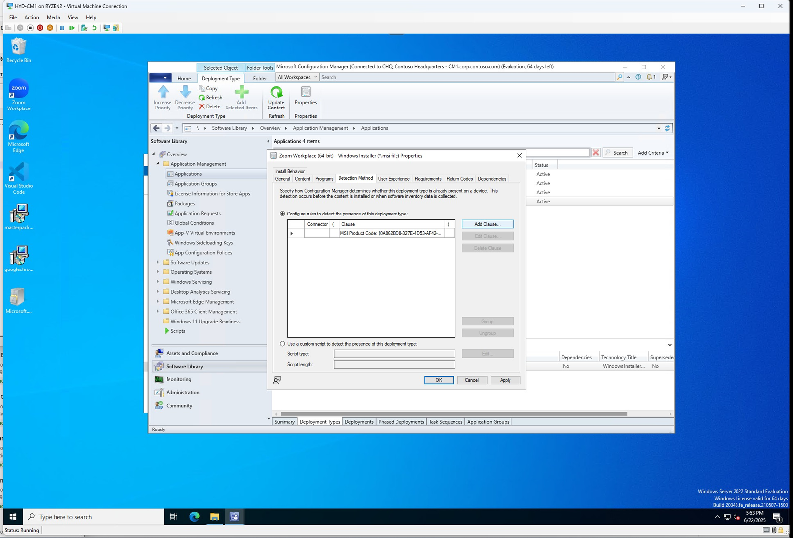How to create an application in MECM