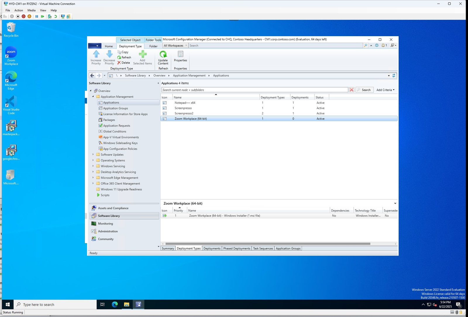 How to create an application in MECM