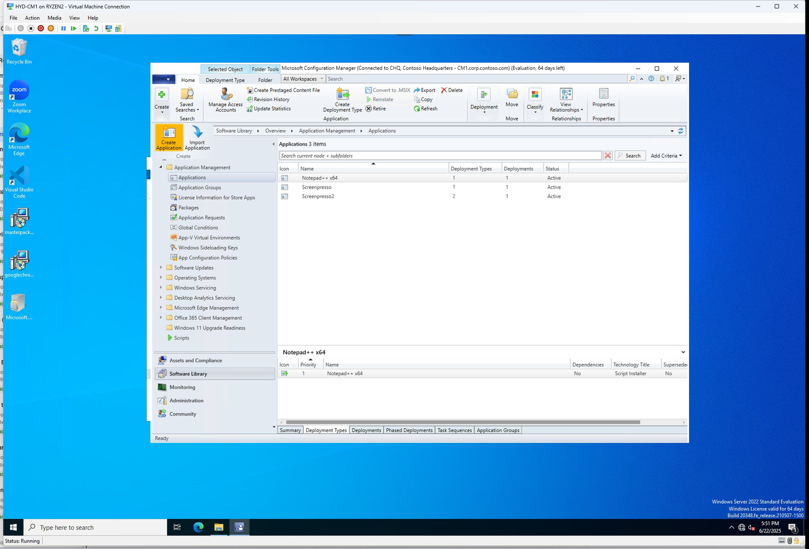 How to create an application in MECM