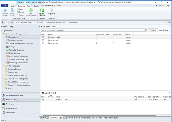 How to create an application in MECM